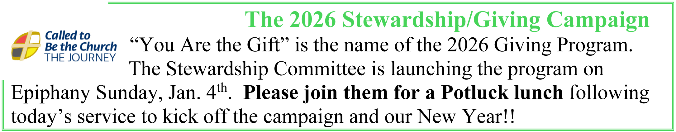 The 2026 Stewardship/Giving Campaign - St. David's Trinity United Church